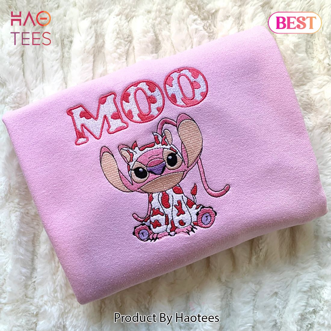 [BEST] MOO Pink Alien Embroidered Hoodie, Sweatshirt
