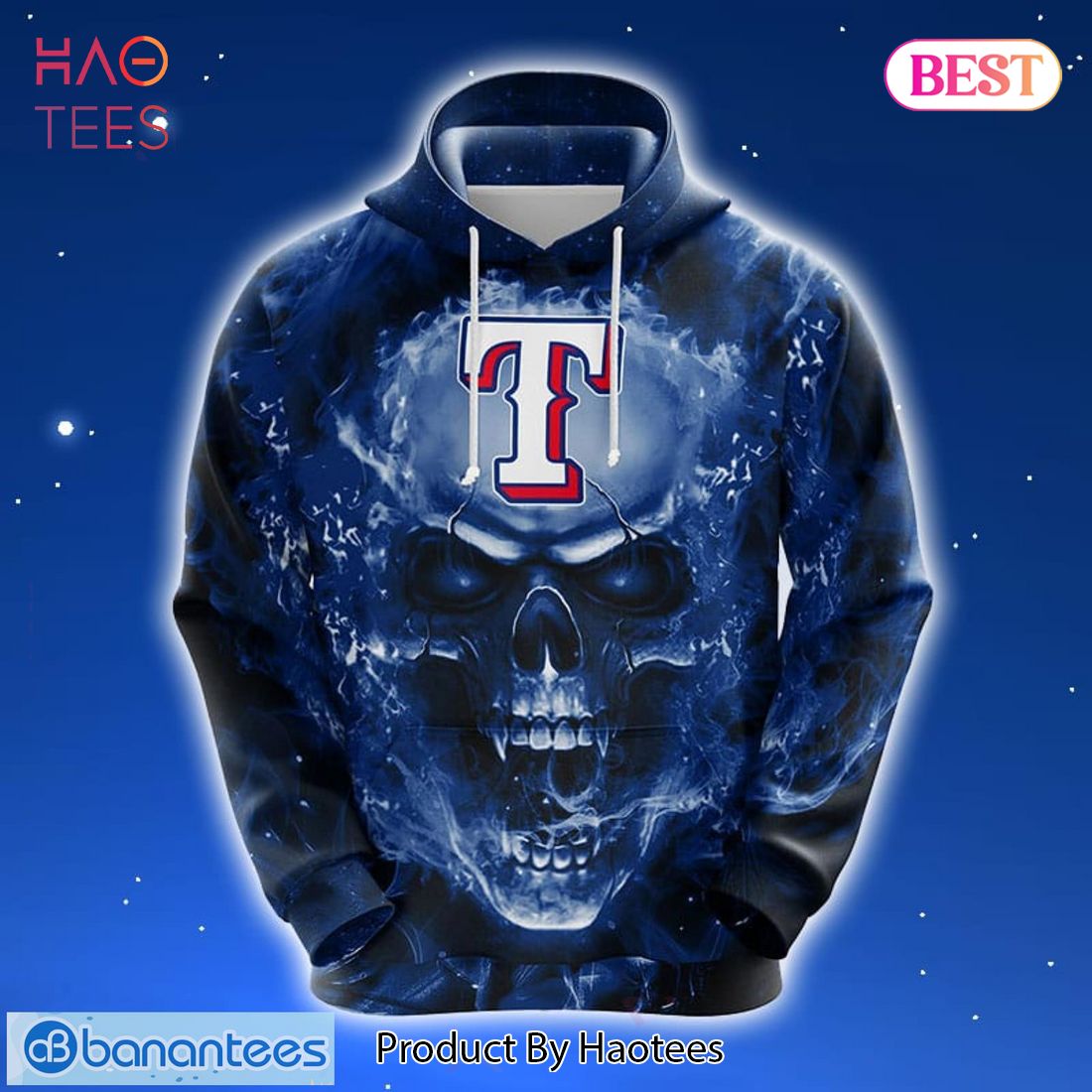 LUXURY MLB Texas Rangers Skull Funny Blue 3D Hoodie Zip Hoodie