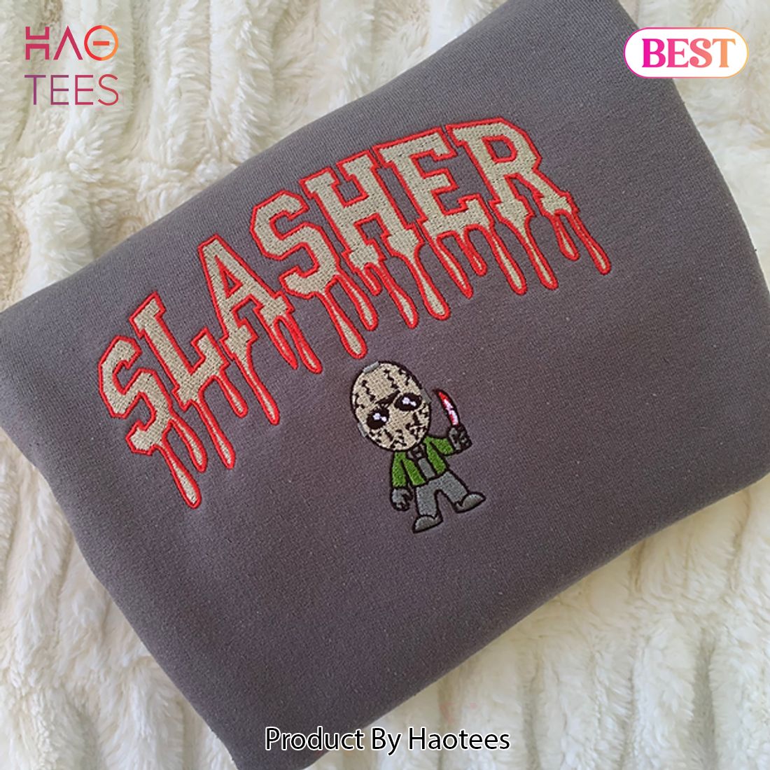 PREMIUM Slasher Character Melt Embroidered Hoodie, Sweatshirt