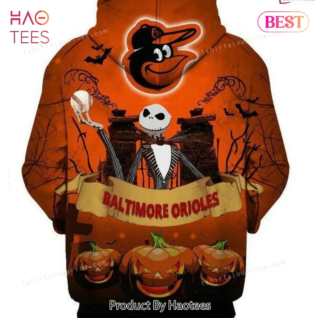 THE BEST Baltimore Orioles MLB Jack Skellington Halloween 3D Hoodie