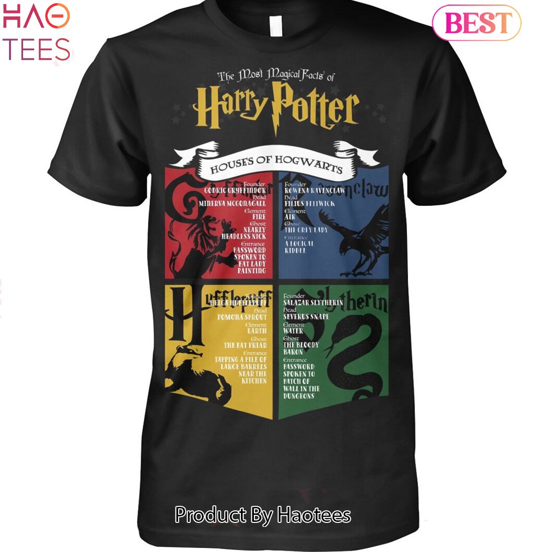 NEW Harry Potter Houses Of Hogwarts Unisex T-Shirt