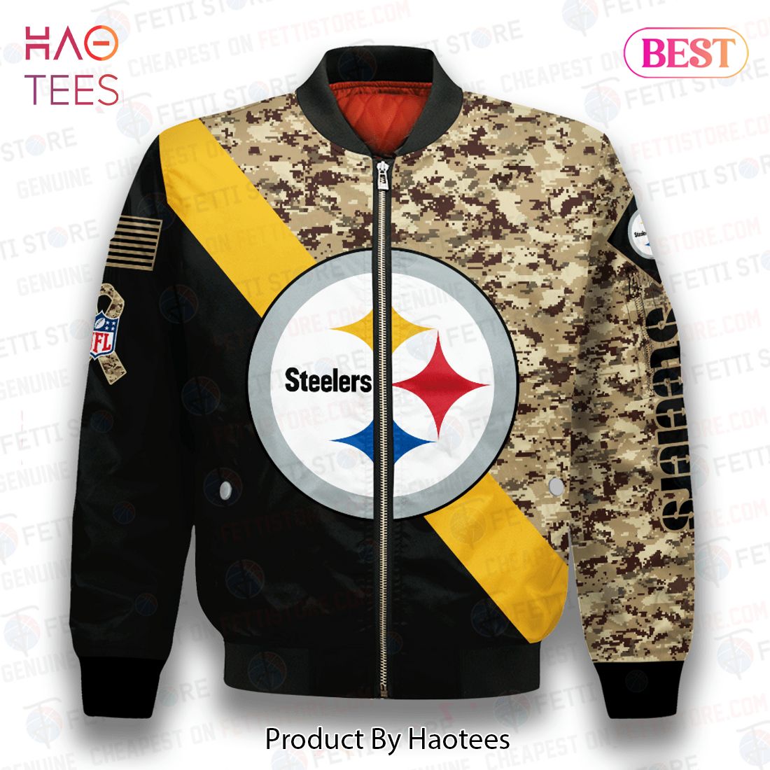 BEST Pittsburgh SteelersNational Football League AOP Bomber Jacket