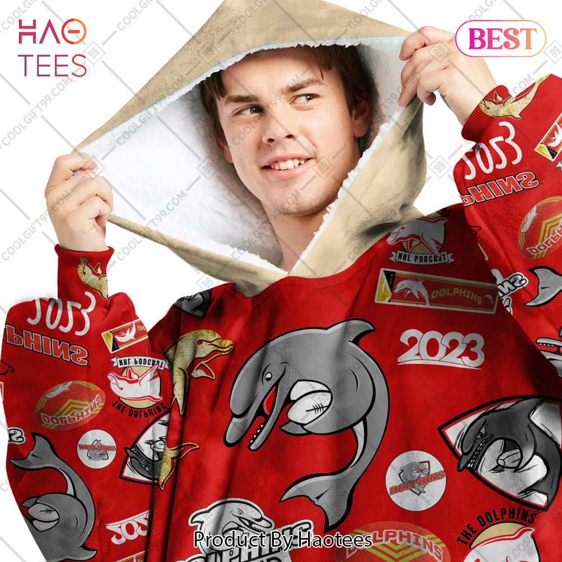 NRL Dolphins Season logo Flanket, Blanket Hoodie, Snuggie