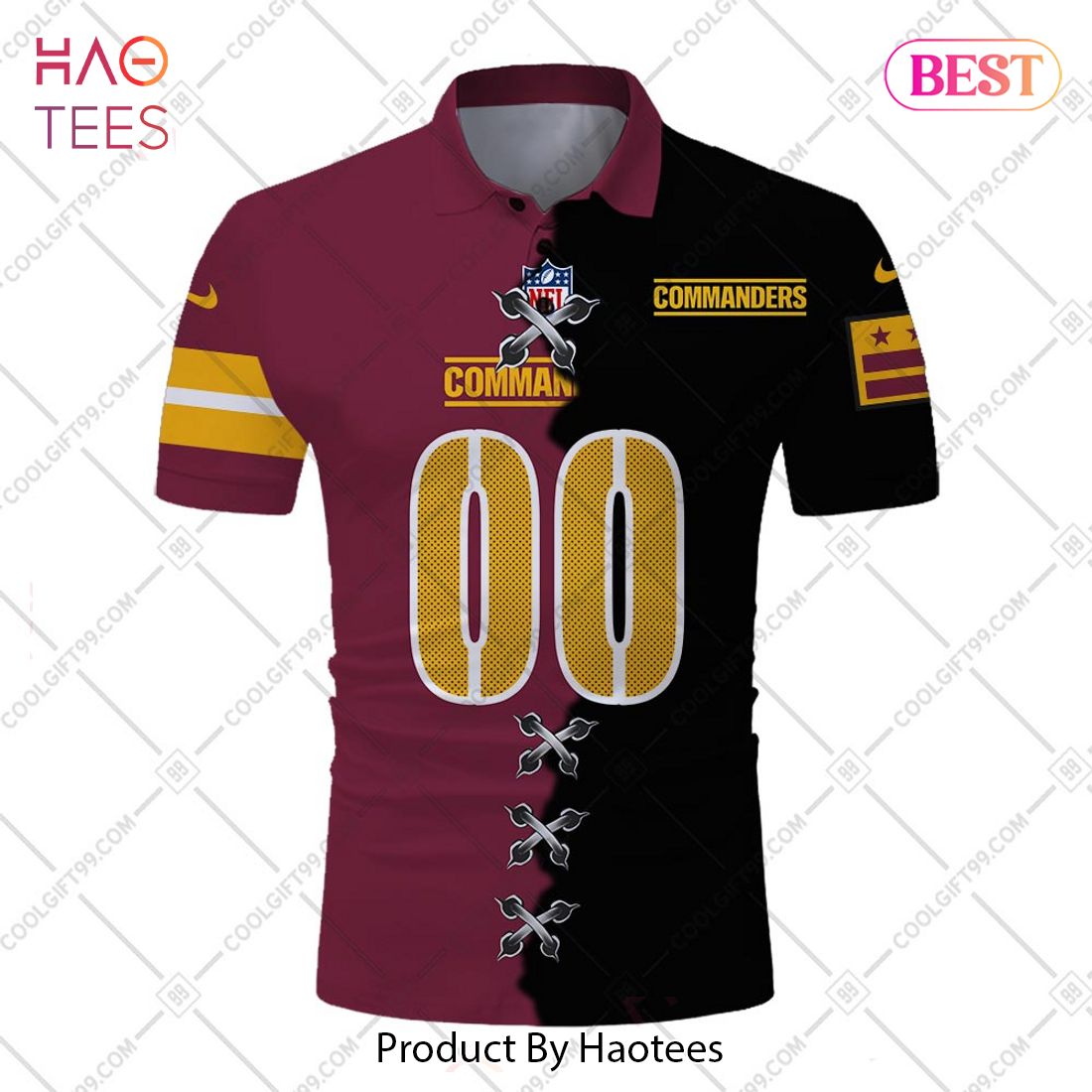 Personalized NFL Washington Commanders Mix Jersey Style Polo Shirt