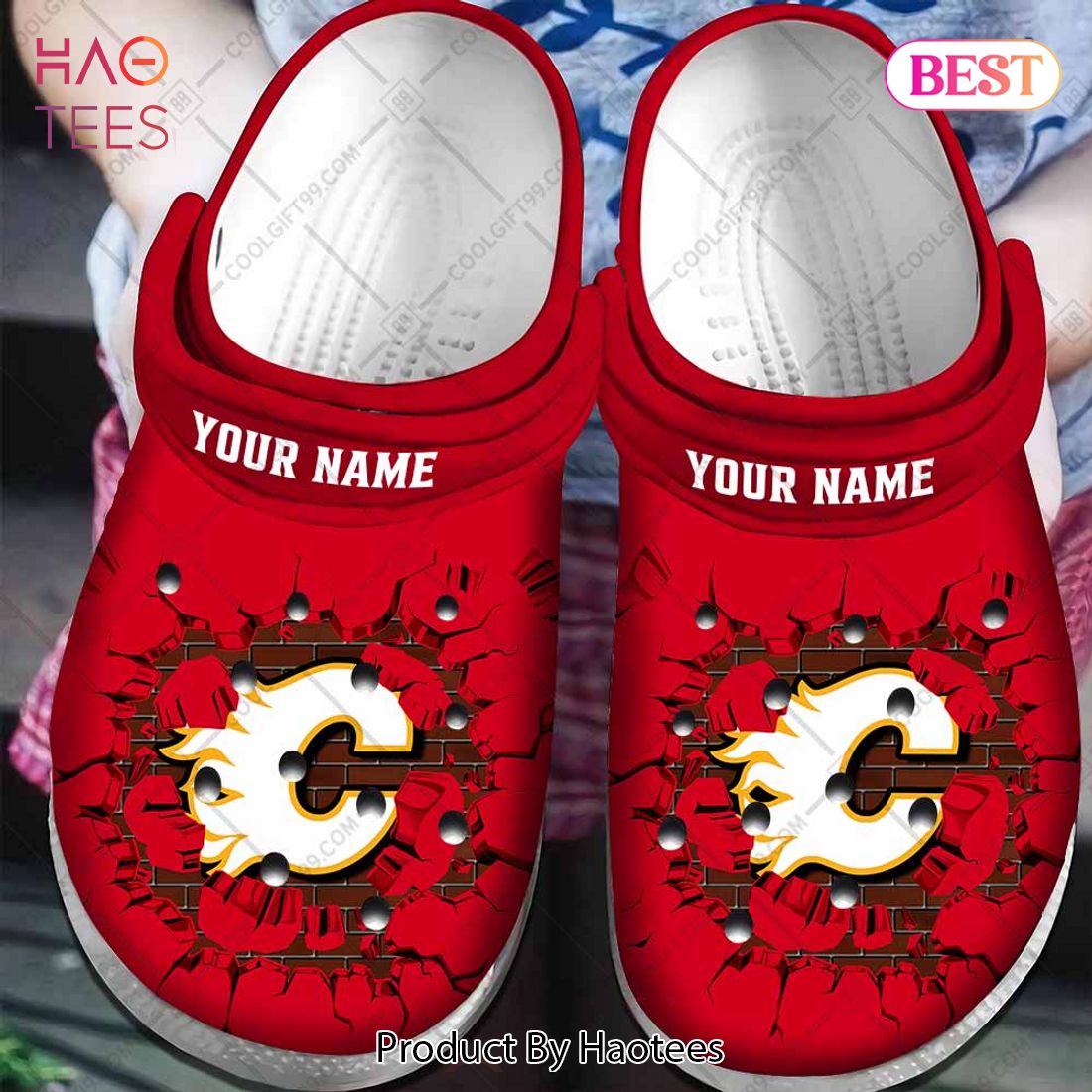 Personalized NHL Calgary Flames Broken Wall Crocs