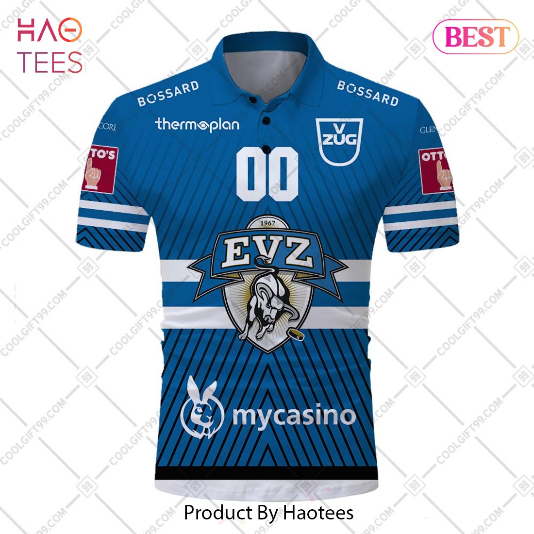 Personalized NL Hockey EV Zug Home jersey Style Polo Shirt