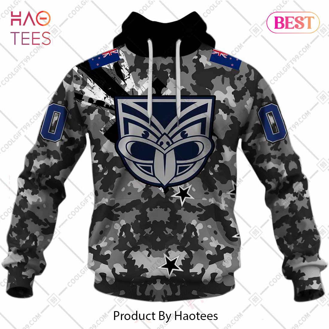Personalized NRL New Zealand Warriors Special Camo Military Flag Hoodie ...