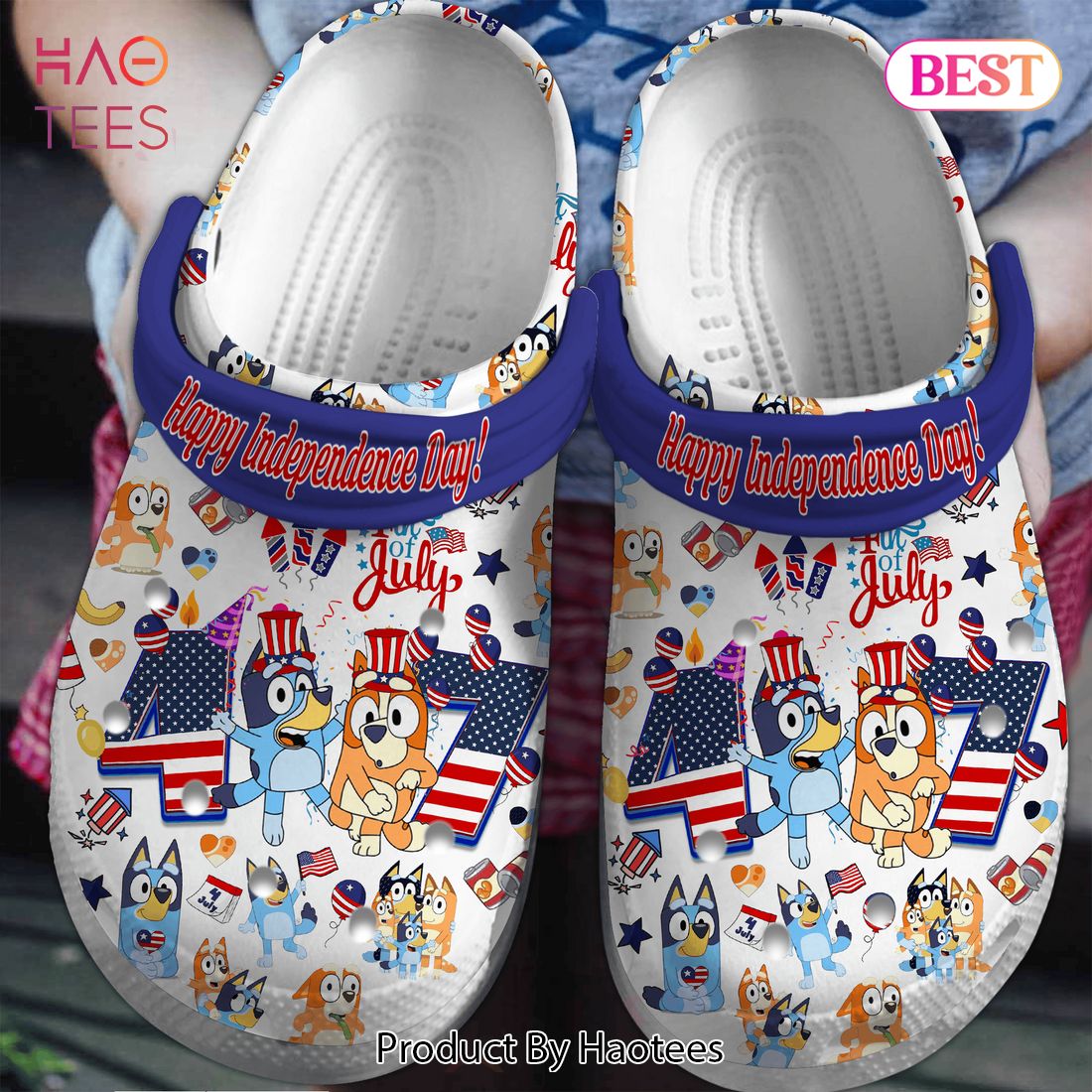 Bluey Happy Independence Day Cartoon Crocs Crocband Clogs Shoes ...