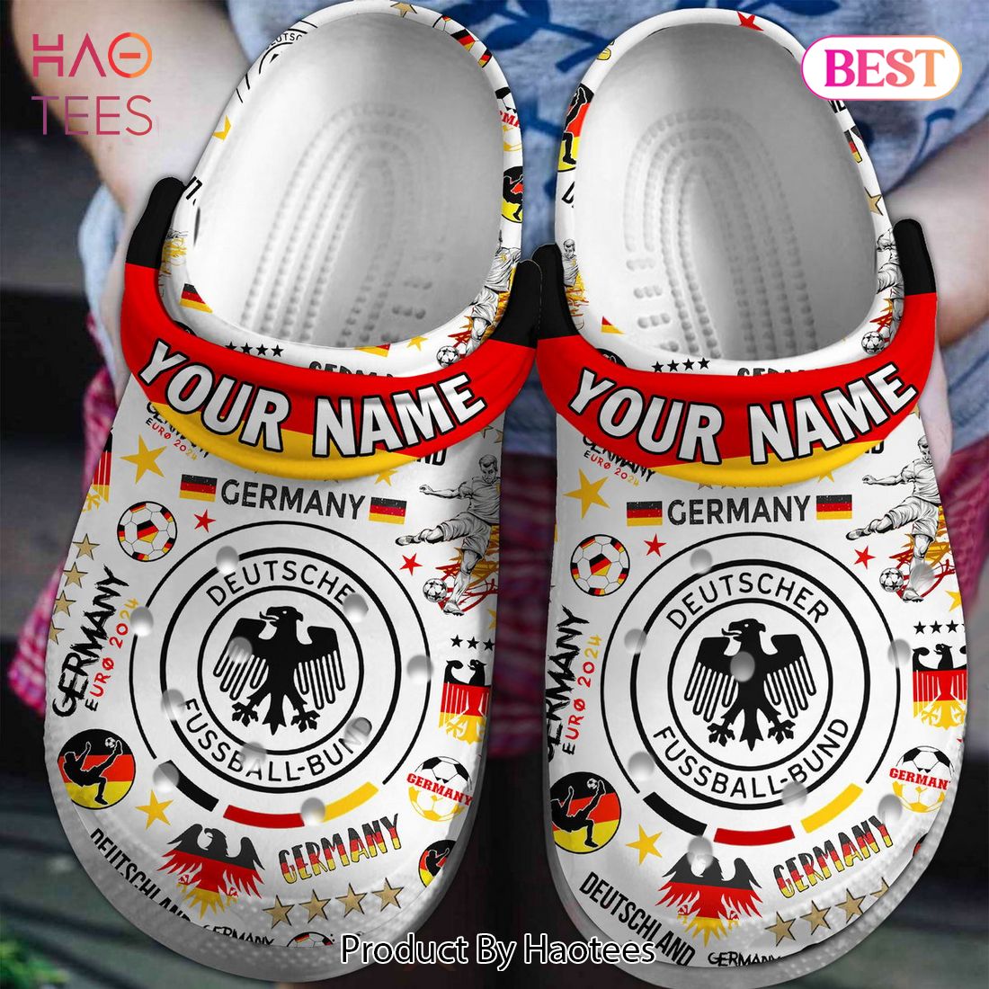 Germany Euro 2024 Crocs Crocband Clogs Shoes Comfortable For Men Women ...