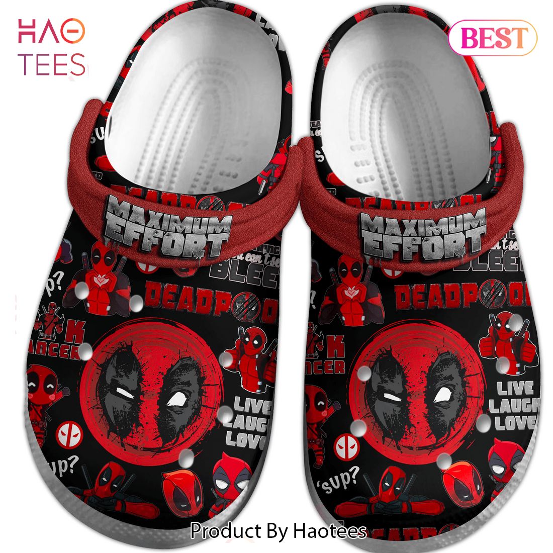 Maximum Effort Deadpool Movie Crocs Crocband Clogs Shoes Comfortable ...
