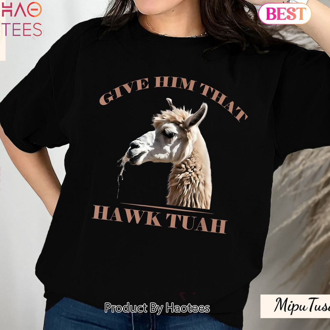 Spitting Llama Give Him That Hawk Tuah T-Shirt, Give him that hawk tuah ...