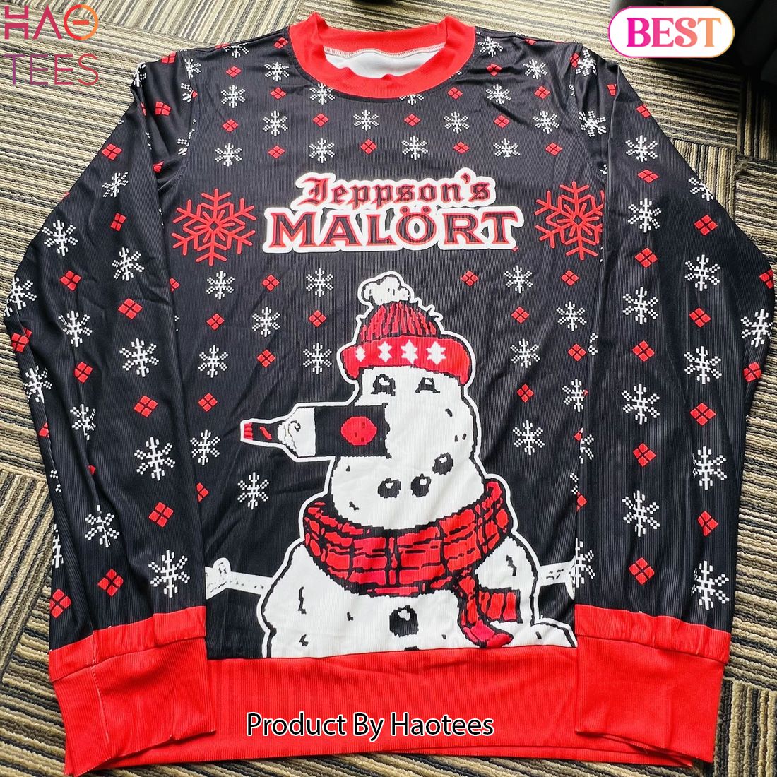 2024 Jeppson's Malort Snowman Ugly Christmas Sweater